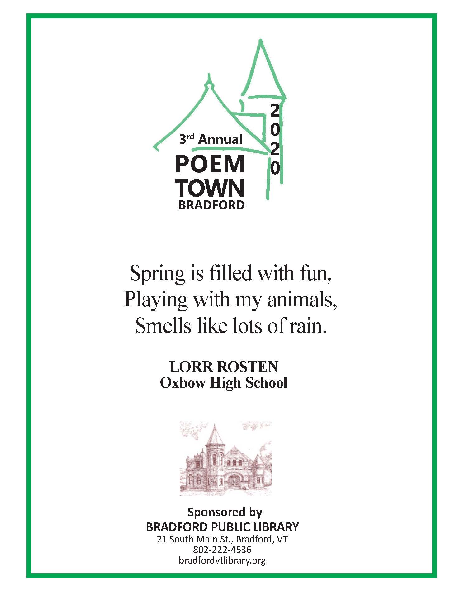 Poem Town Daily! 4/28 - Bradford Public Library
